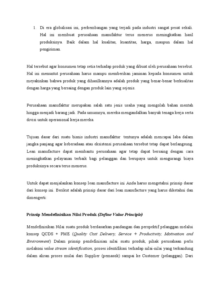 Prinsip Mendefinisikan Nilai Produk (Define Value Principle) | PDF