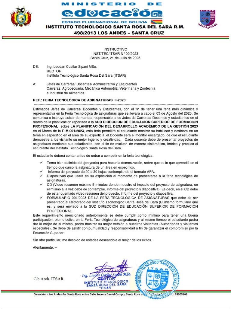 Instructivo 09 Feria Tecnológica 2023 | PDF | Maestros