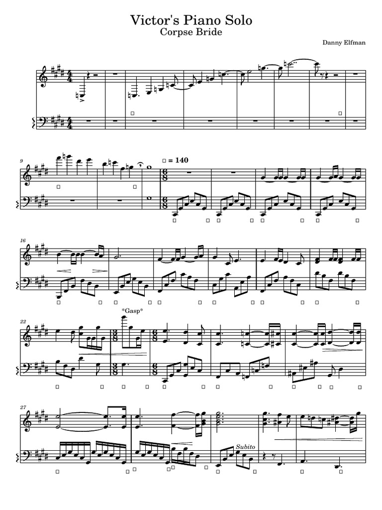 Victors Piano Solo Danny Elfman Corpse Bride | PDF