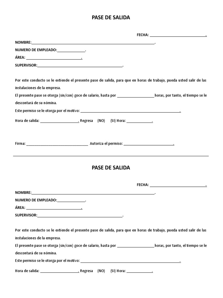 Pase de Salida | PDF