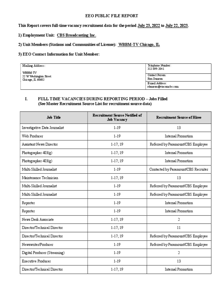 2022-2023 WBBM EEO Report | PDF