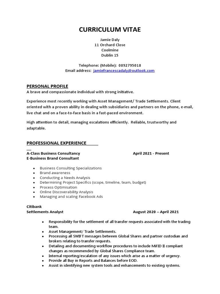Jamie Daly CV 2022i | PDF
