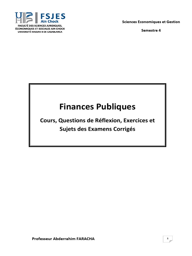 Cours Finances Publiques Complet | PDF
