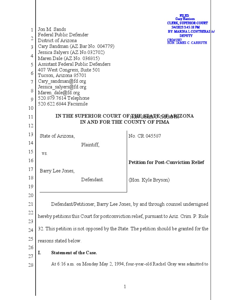 Barry Lee Jones Post-Conviction Relief Petition | PDF | Ineffective ...