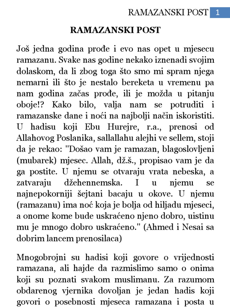 Ramazanski Post | PDF
