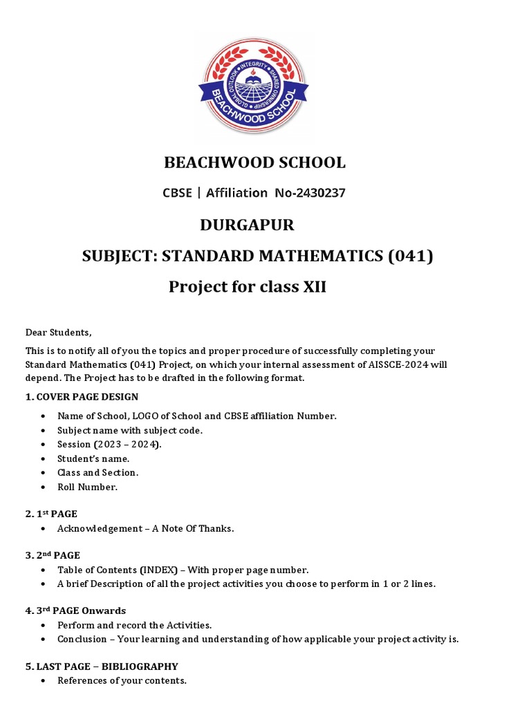 Class XII Final Standard Maths Project | PDF | Function (Mathematics) | Integral
