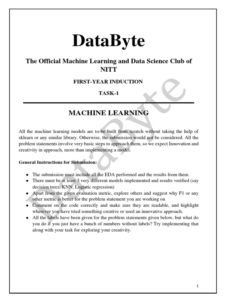 Databyte ML Task 1 | PDF | Machine Learning | Mean Squared Error