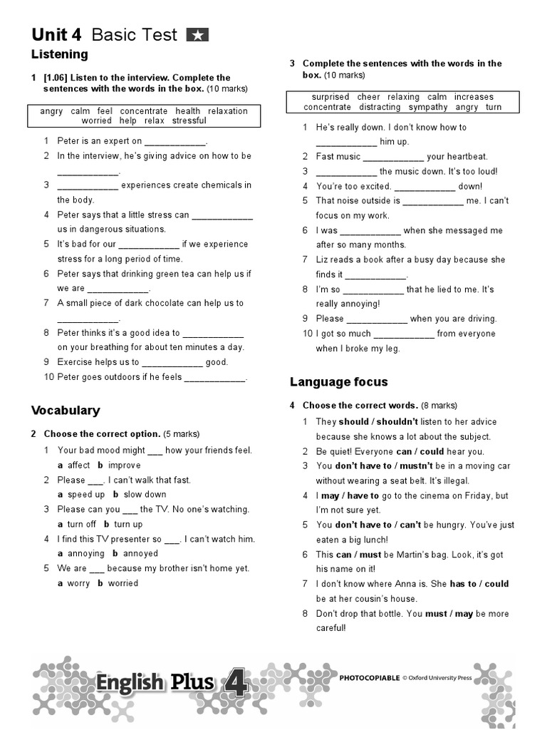 Unit 4 Basic Test Pdf