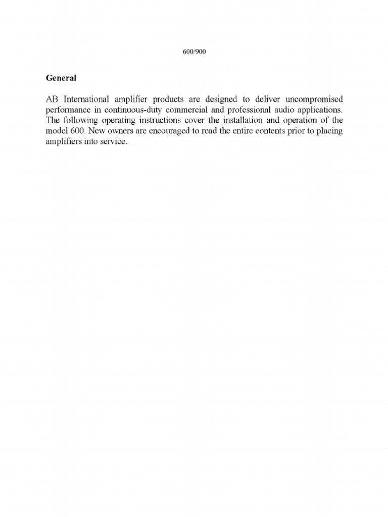 Ab International Amplificador 600-900 - Manual | PDF