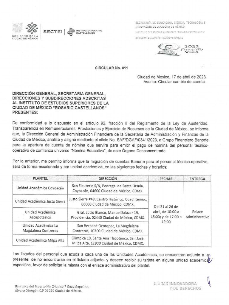 Circular SECTEI-IESRC-DAF-011-2023 | PDF