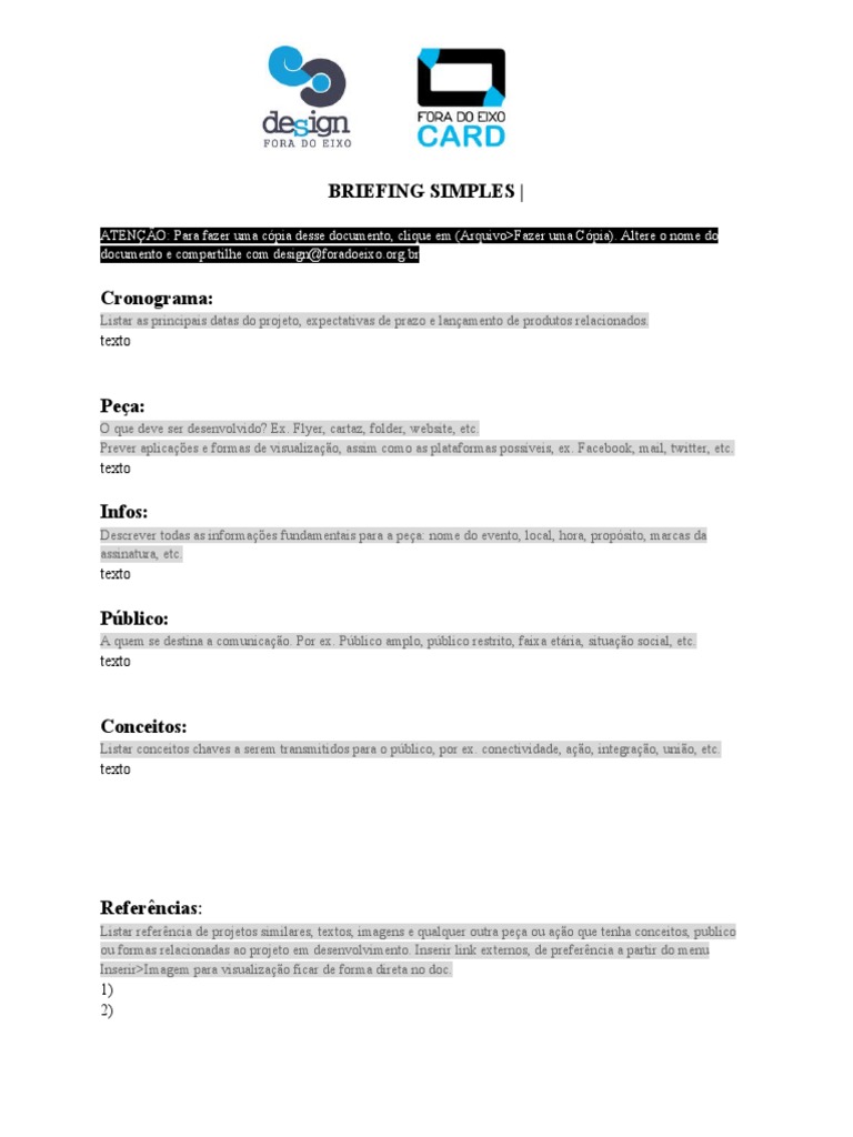 [MODELO] Briefing Design | PDF