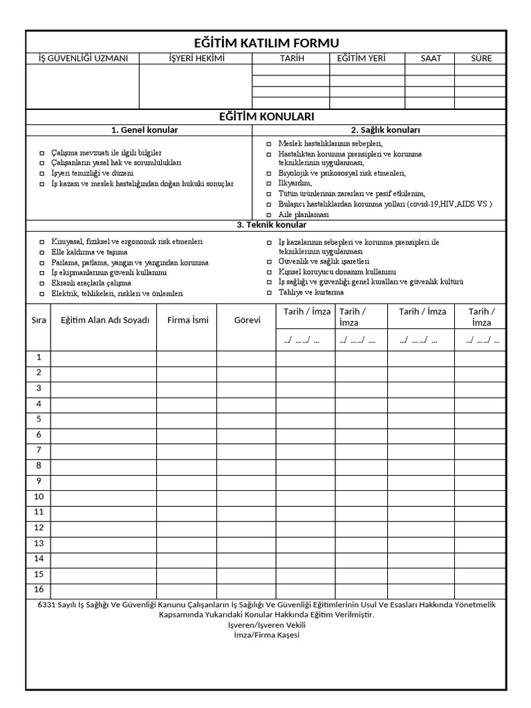 Eği̇ti̇m Katilim Formu | PDF