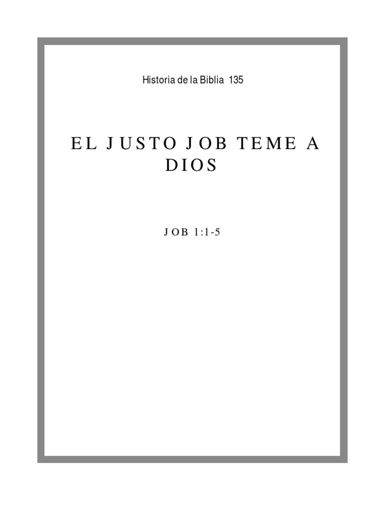 El Justo Job Teme A Dios: Historia de La Biblia 135 | PDF | Creencia ...