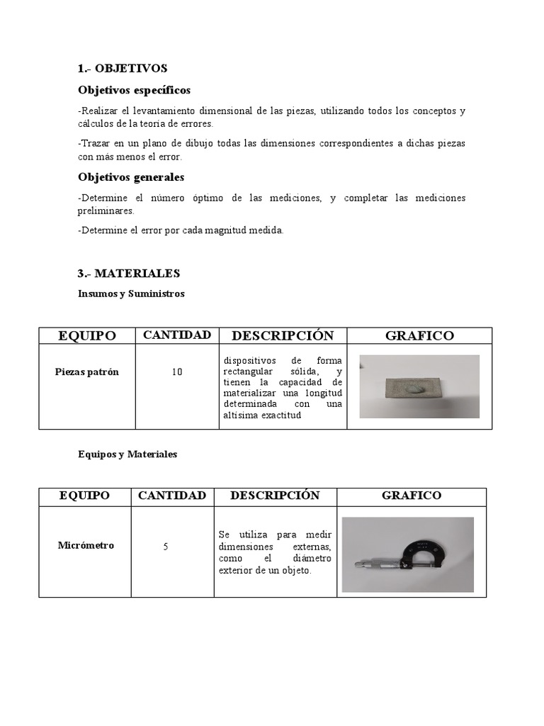 Objetivos , materiales labo.. | PDF