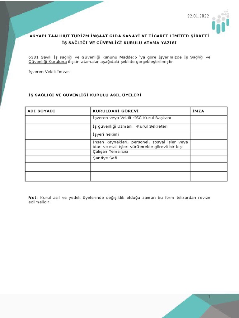 Isg Kurulu Atama Yazisi | PDF