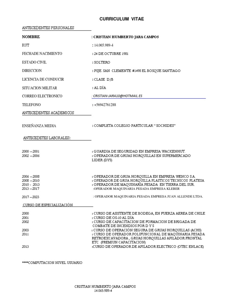 Curriculum Vitae-Cristian-Jara | PDF