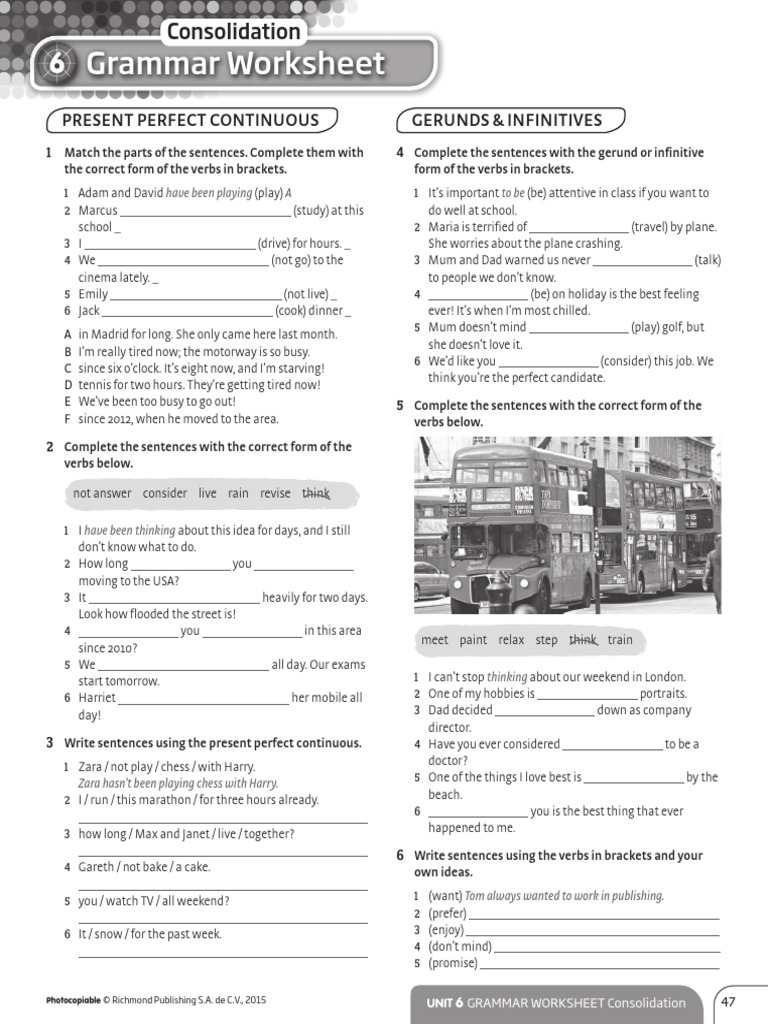 Achievers B1+ Grammar Worksheet Consolidation Unit 6 | PDF Achievers B1+ Grammar Worksheet Consolidation Unit 6 | PDF