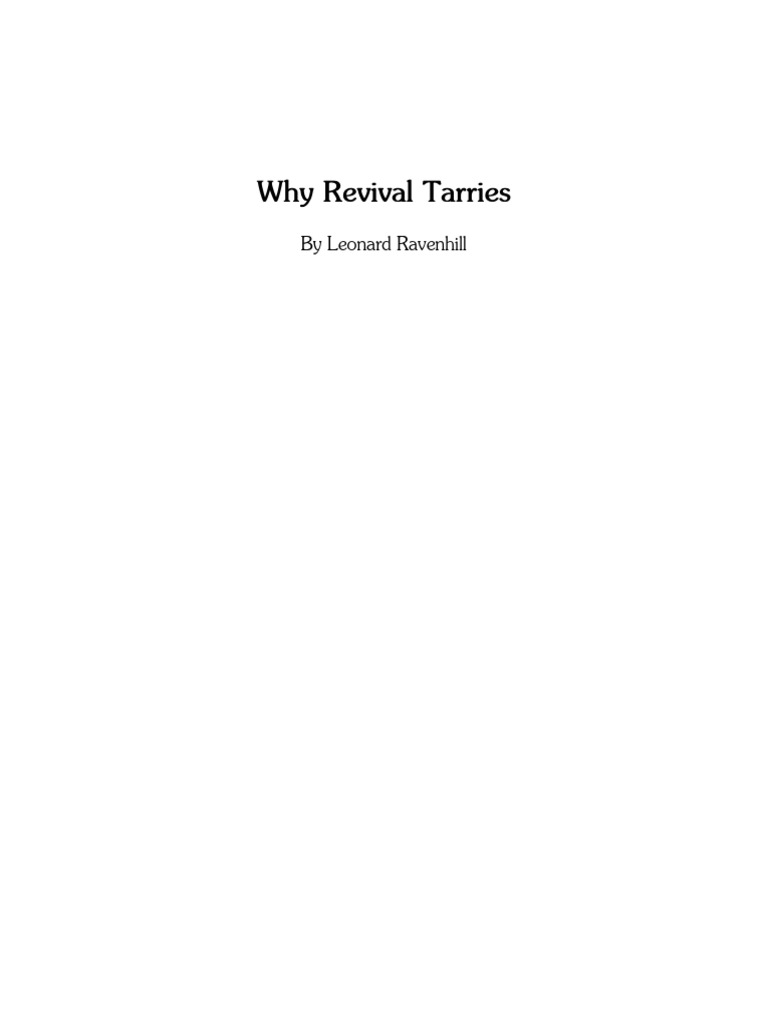 Why Revival Tarries | PDF