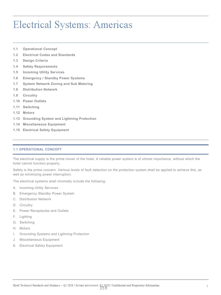 Hyatt Electrical Systems Standards Guide | PDF | Transformer ...