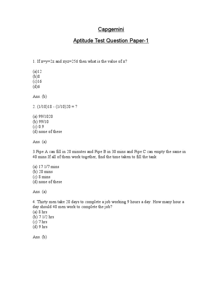 Capgemini Placement Papers | PDF | Toll Road | Highway