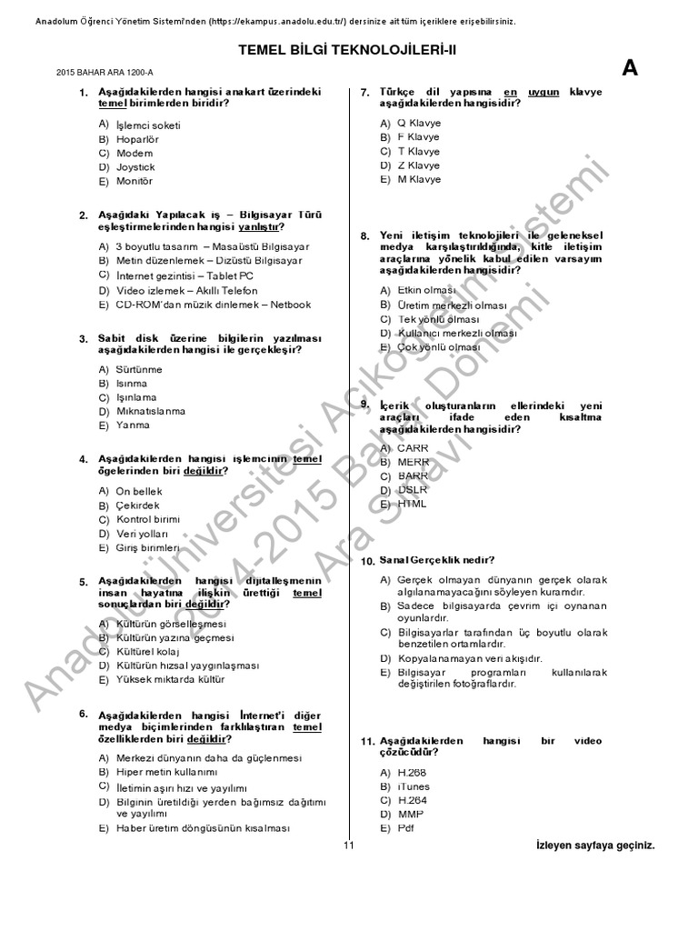 Temel Bilgi Teknolojileri 2 | PDF