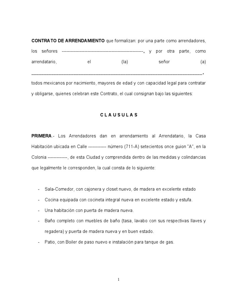 Contrato de Arrendamiento Simple | PDF