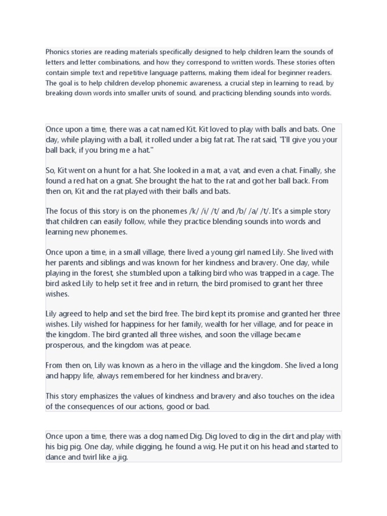 Phonics Stories Are Reading Materials Specifically Designed To Help ...