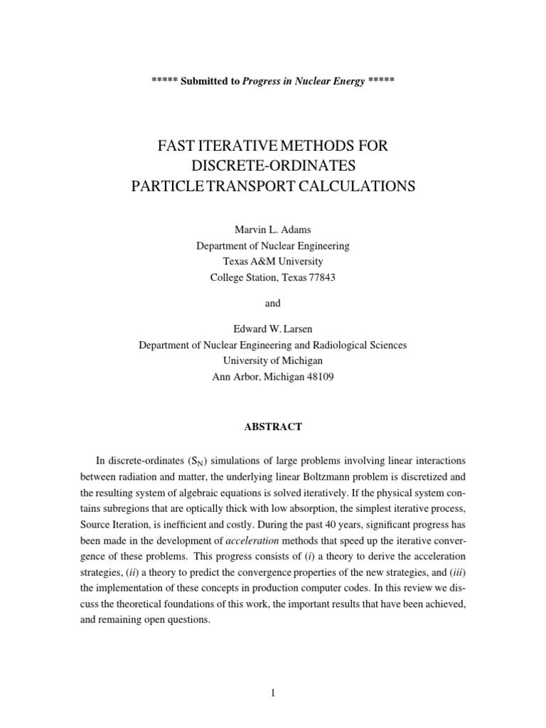 Adams M.L., Larsen E.W. - Fast Iterative Methods For Discrete-Ordinates ...