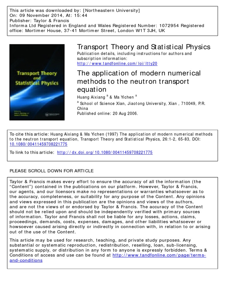 Huang Aixiang, Ma Yichen - The Application of Modern Numerical Methods ... Huang Aixiang, Ma Yichen - The Application of Modern Numerical Methods ...