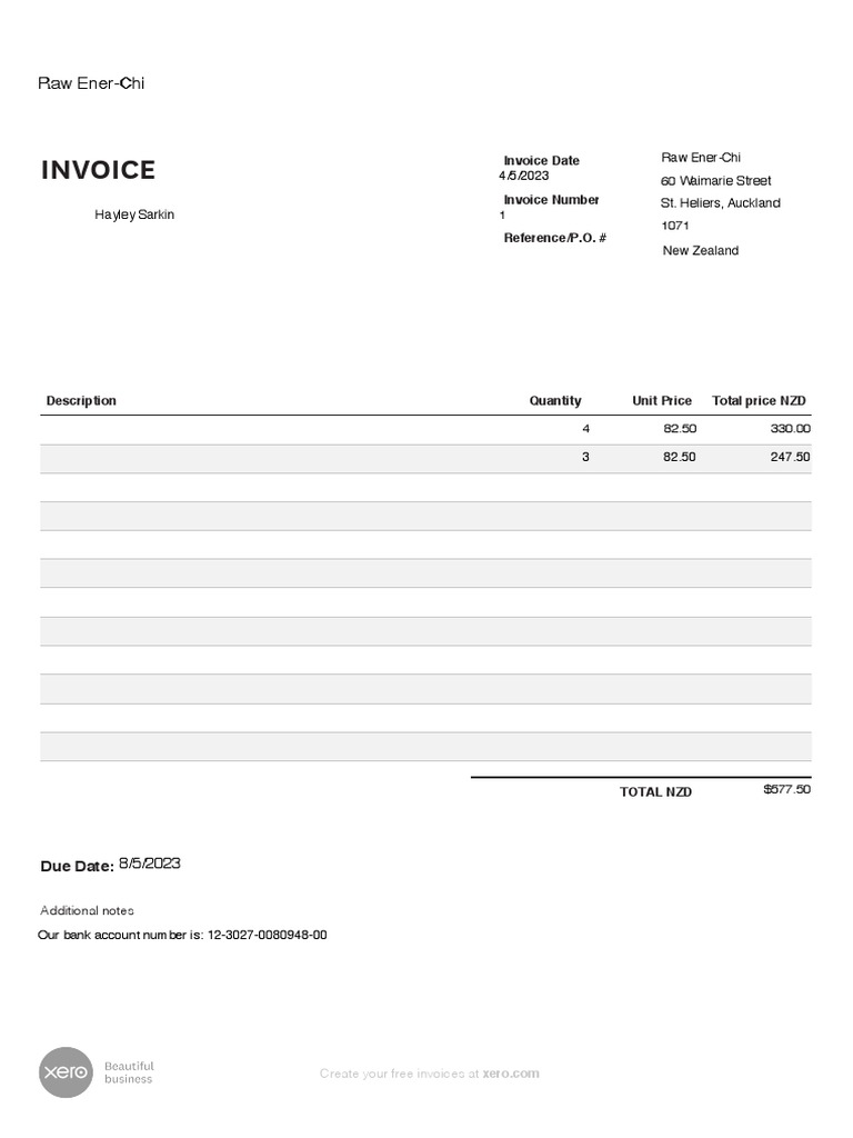 4:5:23 Invoice #1 For Hayley Sarkin | PDF