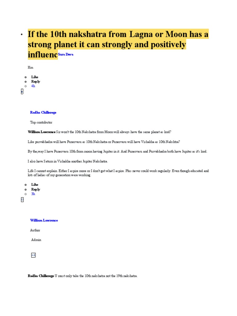 If The 10th Nakshatra Astro From Lagna or Moon Has A Strong Planet It ...