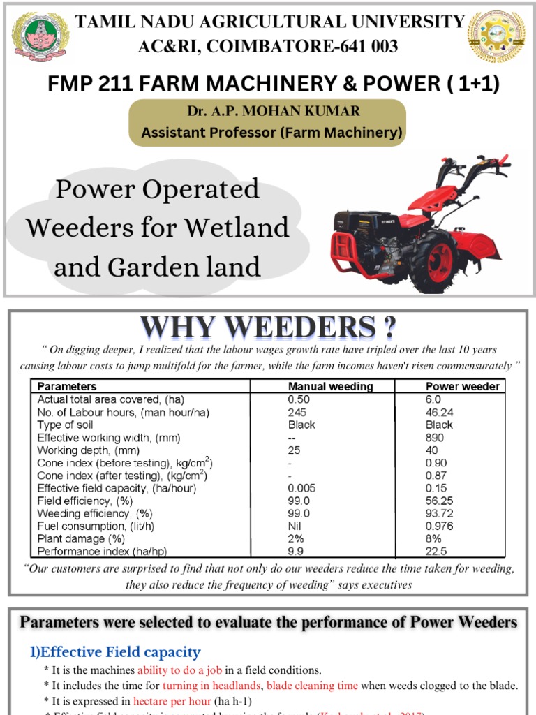 Power Operated Weeders For Wet Land and Garden Land | PDF | Agriculture