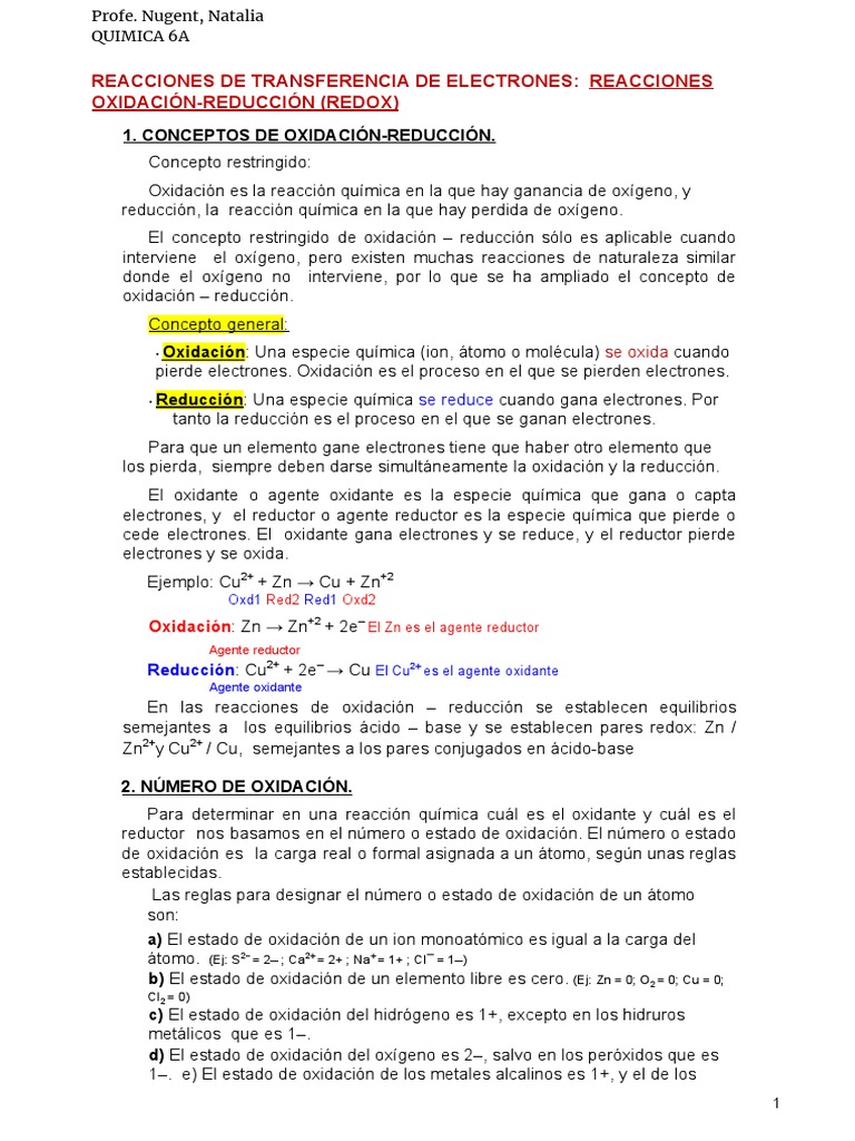 TEÓRICO Y PRÁCTICO de REDOX. | PDF | Redox | Átomos