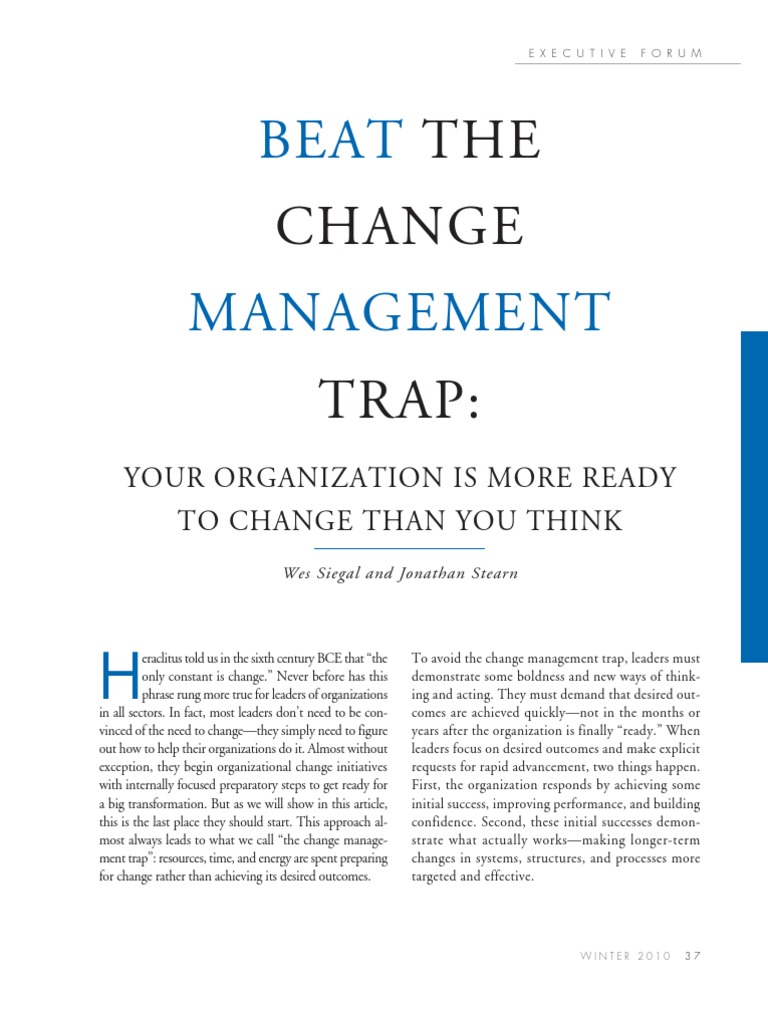 Change Management Trap | PDF | Change Management | Leadership