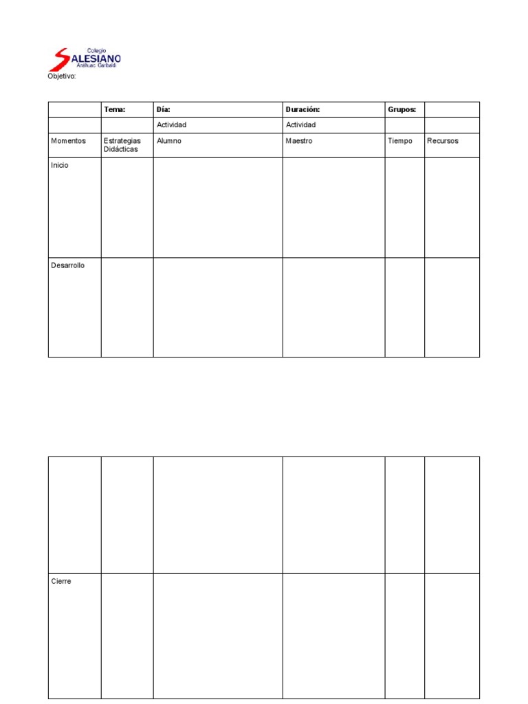 Plantilla planeación Método Eli | PDF
