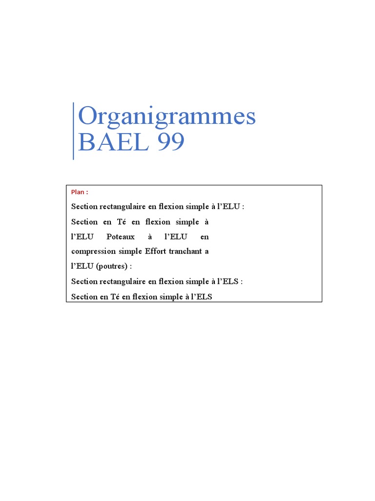 Organigrammes BAEL 99-2 | PDF | Flexion (matériau) | Ingénierie mécanique