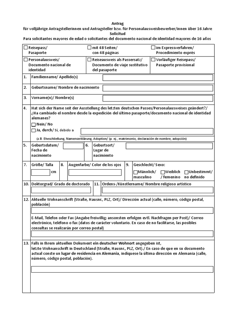 PDF Pass Antrag Data | PDF