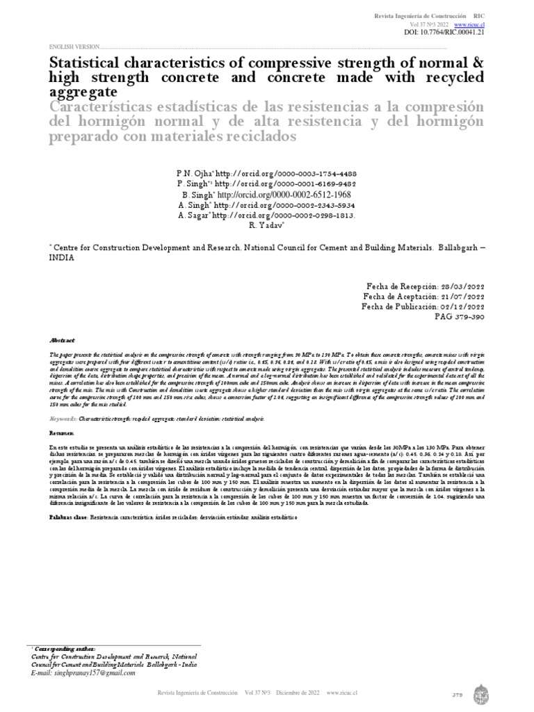 Compressive Strength of Concrete Analysis | PDF | Concrete | Normal ...
