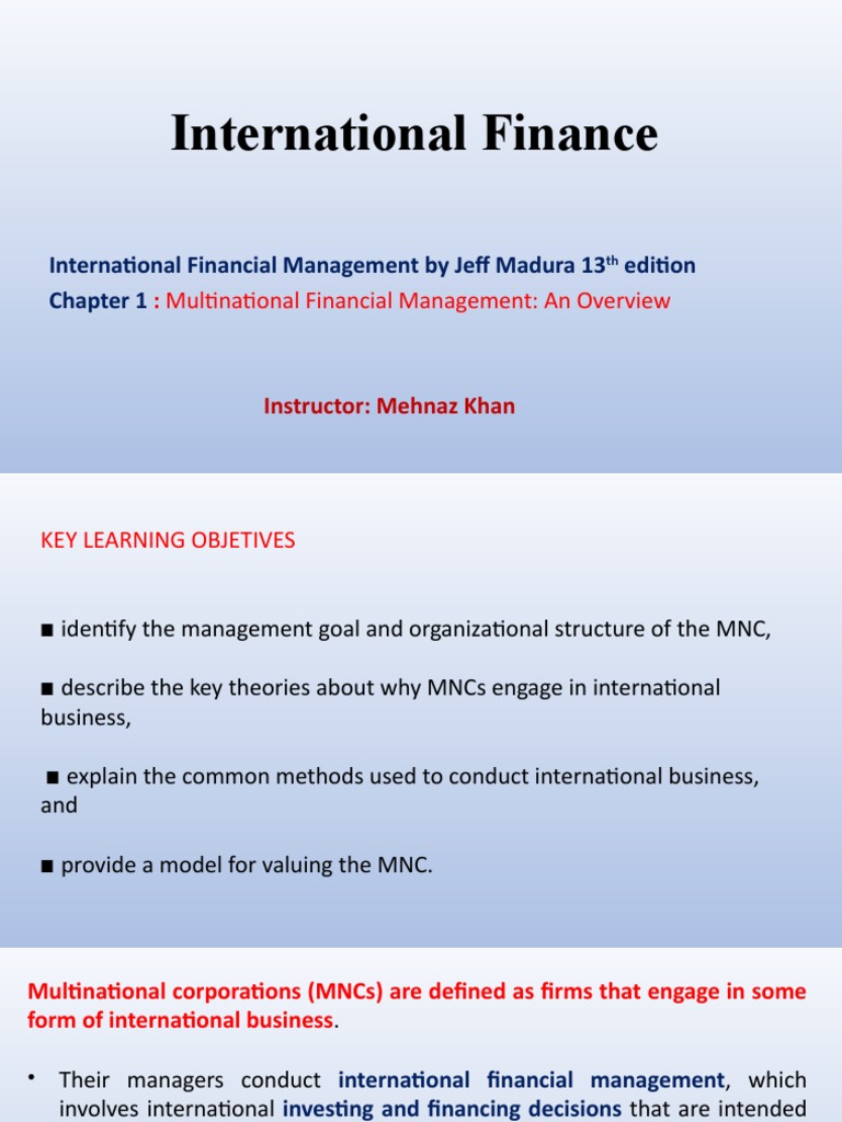 Overview of Multinational Financial Management | PDF | International ...