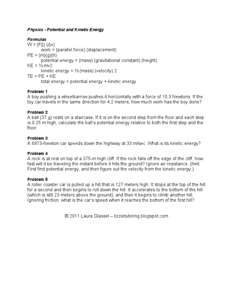 Physics - Potential and Kinetic Energy | PDF | Science & Mathematics