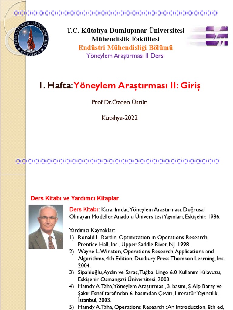Yöneylem Araştırması II Ders Notları | PDF