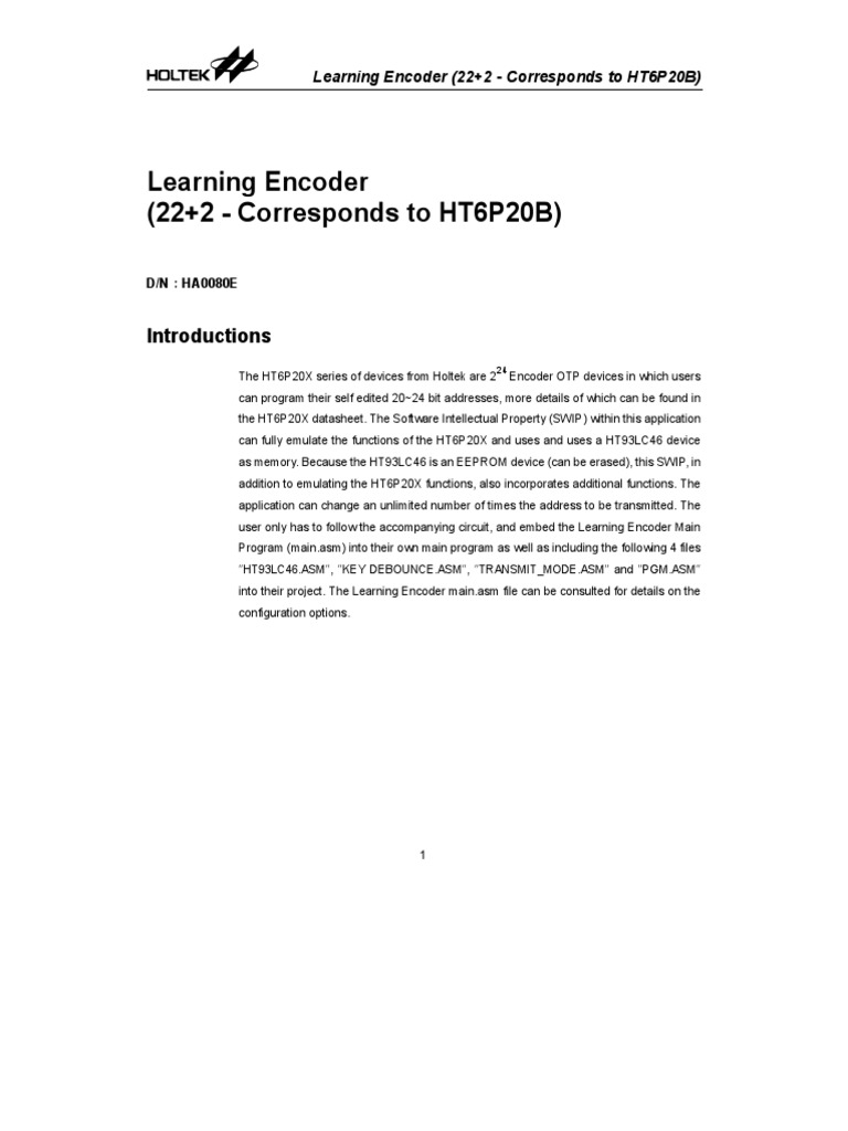 Datasheet HT6P20B | PDF | Microcontroller | Input/Output