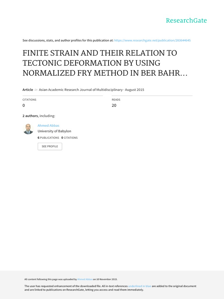 Finite Strain And Their Relation To Tectonic Deformation Byusing Normalized Fry Method In Ber 