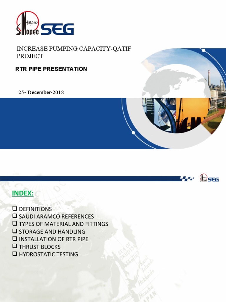 RTR (Reinforced Thermosetting Resin Pipe) Work Presentation | PDF | Fiberglass | Pipe (Fluid ...