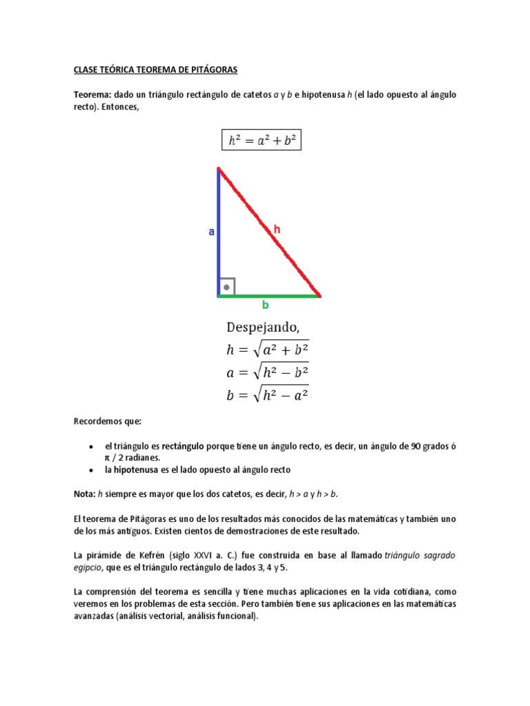 CLASE TEÓRICA Y PRÁCTICA TEOREMA DE PITÁGORAS | PDF