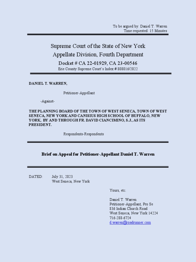 Appellant's Brief On Appeal - CA 22-01929 CA 23-00546 | PDF | Appeal ...
