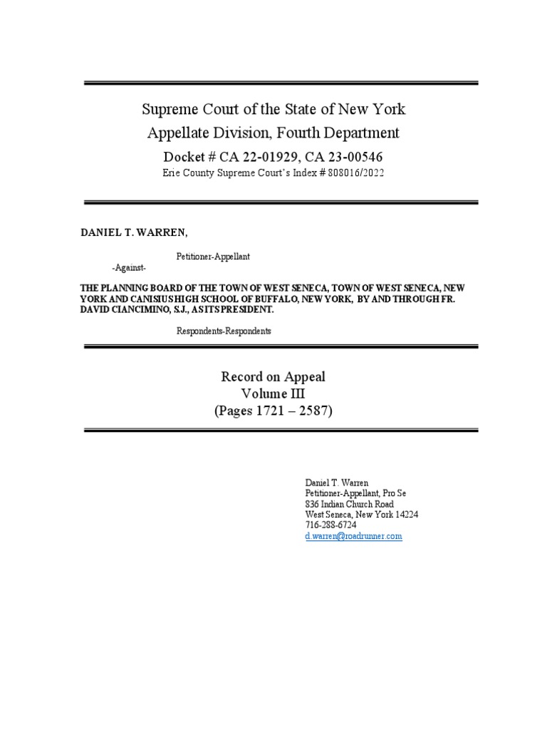 Record On Appeal - CA 22-01929 CA 23-00546 Vol 3 | PDF | Affidavit ...