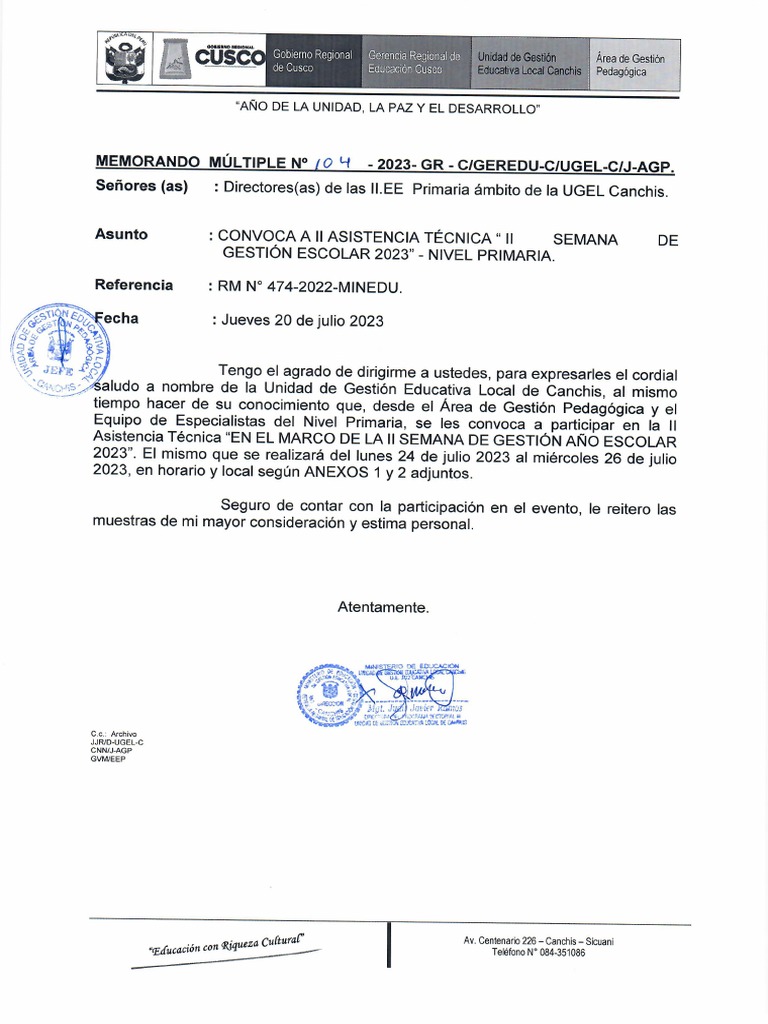 Memorando II at Julio Semana de Gestión | PDF