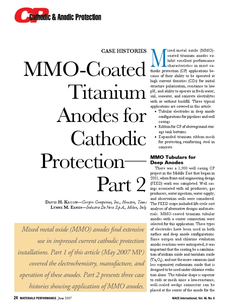 MMO Coated Titanium Anodes For Cathodic Protection - Part 2 | PDF