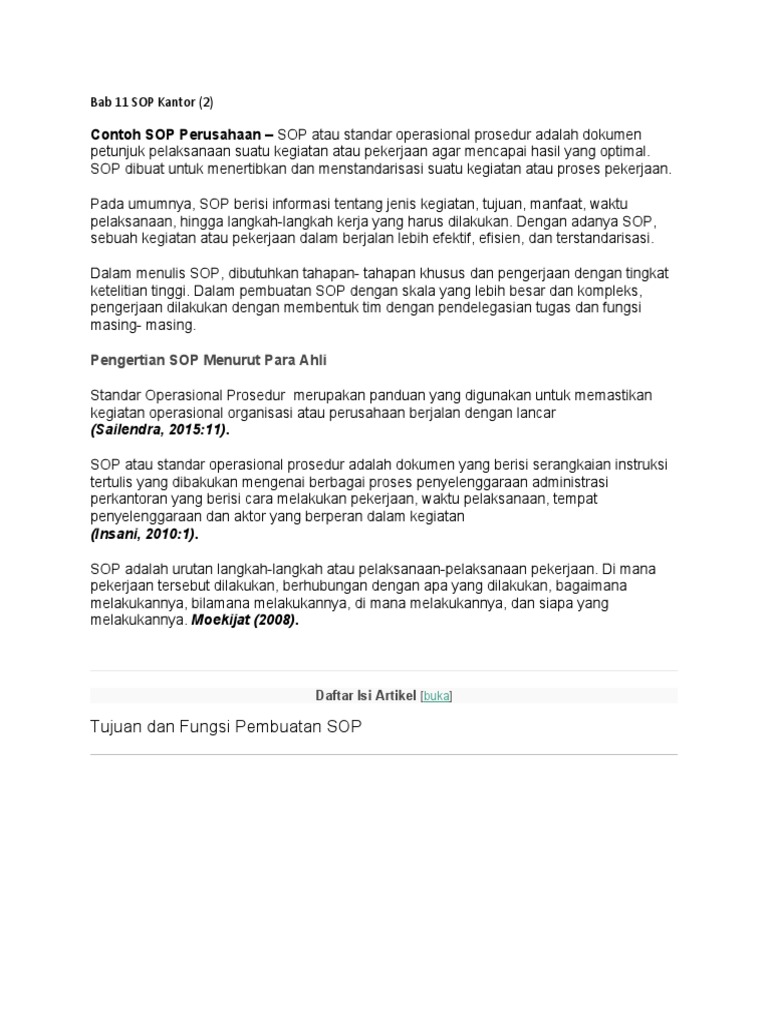 Bab 11 SOP Kantor | PDF | Bisnis